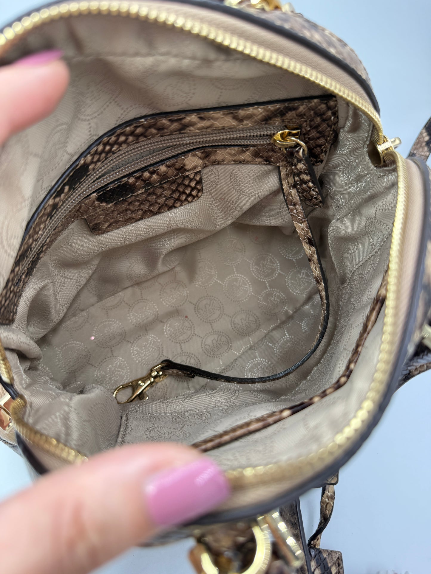 Michael Kors Baby Alma in Leather and Embossed Snake Skin ...